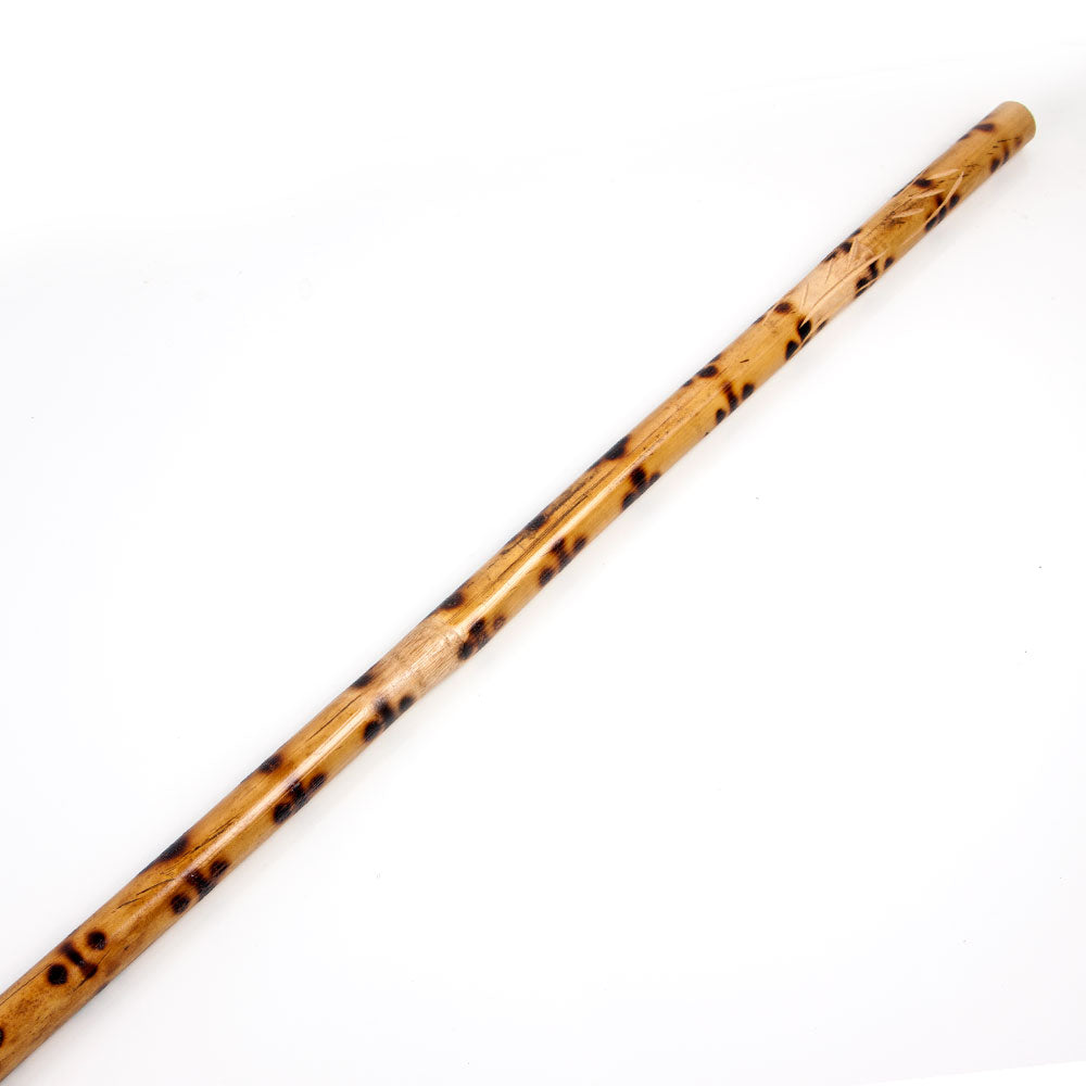 Wooden Weapon - Burned Rattan Bo with Carved Design - 60"/72"